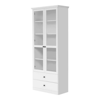 Trendteam Baxter - Vitrine - Wei&szlig; - Schrank mit 8 F&auml;chern und 2 Schubladen - (BxHxT) 81 x 196 x 41 cm - Landhausstil - Kratzfest