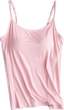 Generic D&eacute;bardeur de sport avec soutien-gorge int&eacute;gr&eacute; - D&eacute;bardeur de yoga - Pour femme - Bretelles spaghetti - L&eacute;ger - T-shirt sans manches - Col en U - T-shi