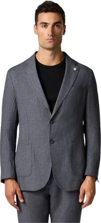 Brooks Brothers Homme, Vestes, Gris, Taille: L Blazer en lin &agrave; un bouton