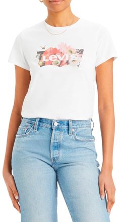 Levi's Damen The Perfect Tee T-Shirt, FLORAL BW Fill Bright White, XS