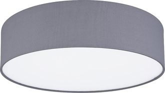 Globo Lighting Deckenleuchte Deckenleuchte Stoff anthrazit Lampe Wohnzimmer Beleuchtung Schlafzimmer Modern, Textil anthrazit weiß, rund, 3x E27, DxH 40x10 cm