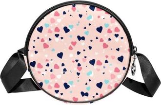 Generic Sac &agrave; bandouli&egrave;re Circle pour femme, imprim&eacute; l&eacute;opard color&eacute;, petit sac &agrave; bandouli&egrave;re avec fermeture &eacute;clair, bretelles r&eacute;glables, sac &agrave; main rond d&eacute;con