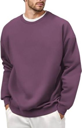 Generic Sweat Homme Grande Taille- Sweat sans Capuche Col Rond D&eacute;contract&eacute; Couleur Unie Coupe Ample Confortable Pullover Chic Temp&eacute;rament Passe-Partout Sweats