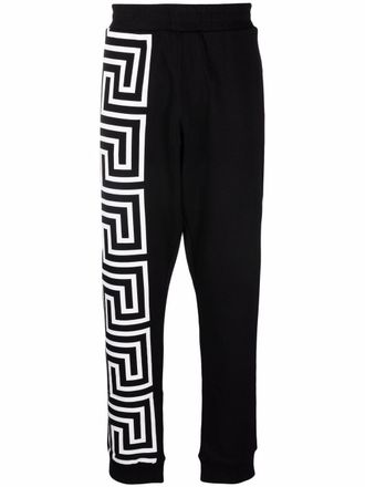 Versace pantalon de jogging &agrave; d&eacute;tails Greca - Noir