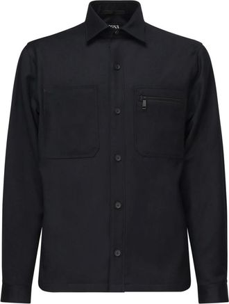 Ermenegildo Zegna Homme, Chemises, Bleu, Taille: 3XL Veste Bleue En Laine À Boutons