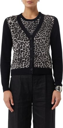 Comma Cardigan im Materialmix mit Leo-Print