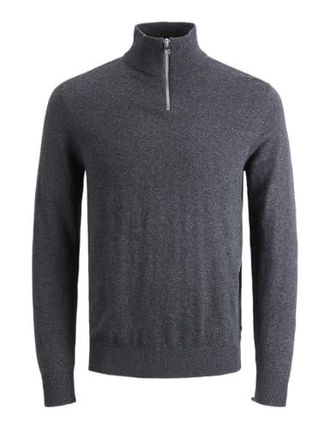 Jack & Jones Jack & Jones Jjeemil Knit Noos Pull Demi-Zip pour Homme, Gris fonc&eacute; m&eacute;lang&eacute;, L