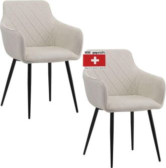 Albatros-Moebel Esszimmerst&uuml;hle 2er Set SILA, Beige - Modern und Stilvoll, bequemer Polsterstuhl - Eleganter K&uuml;chenstuhl, Stuhl Esszimmer oder Esstisch
