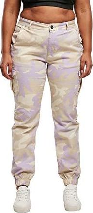 Urban Classics Ladies High Waist Camo Cargo Pants Pantalon Femme, lilaccamo, 33