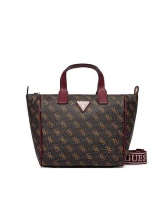 Guess sac &agrave; &eacute;paule Follie Travel Small Tote Bag Brown Logo marron fonc&eacute;