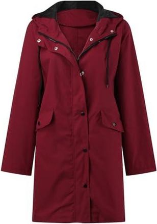 Generic Vestes &agrave; capuche imperm&eacute;ables pour femmes, veste solide pour entra&icirc;nement en plein air, coupe-vent, Rouge, 3XL
