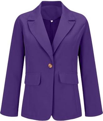 Generic Blazer &eacute;l&eacute;gant &agrave; manches 3/4 pour femme - Costume formel pour le bureau - Blazer d&eacute;contract&eacute; pour le travail - Veste de costume et blazers, violet, M