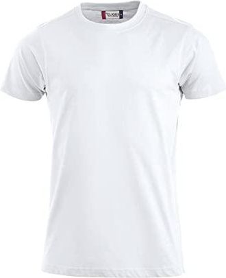 Clique T-shirt col rond demi-manches Hommes Premium-T, en coton Jersey, ruban pare-soleil, col &eacute;lastique, coupe slim-fit, Blanc, XL