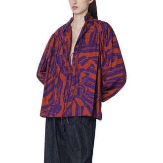 Dries Van Noten Blouse &agrave; col fronc&eacute; - Femme - Blouses et Chemises - Multicolore - Taille: 38 FR