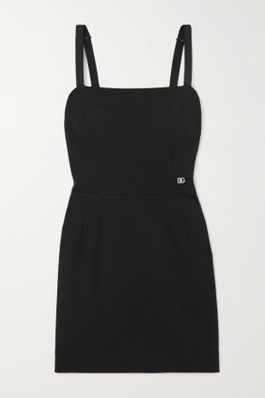 Dolce & Gabbana Mini-robe En Jersey Stretch À Ornement - Noir