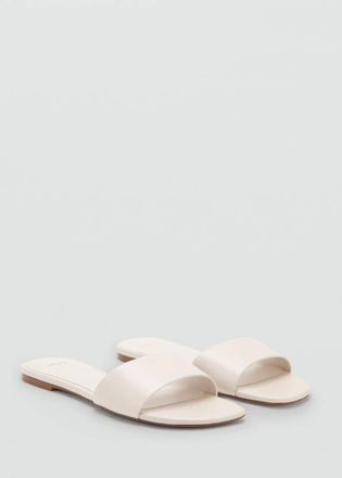 Mango Sandales plates en cuir &eacute;cru - Femme - 35 - MANGO