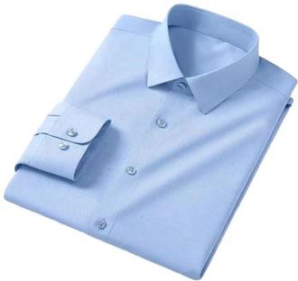 Generic Chemise &agrave; manches longues de couleur unie pour homme, coupe ajust&eacute;e, haut de bureau, doux, M5001-1, XXL
