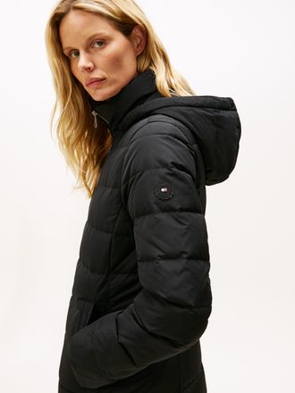 Tommy Hilfiger Steppmantel TOMMY HILFIGER MW DOWN SLIM COAT WITH FUR, Damen, Gr. XXL (44), schwarz, Steppware, Obermaterial: 100% Polyester, unifarben, slim fit, Män