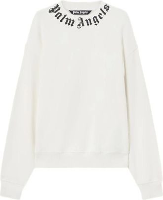 Palm Angels Homme, Sweatshirts et sweats &agrave; capuche, Blanc, Taille: L Logo SweaT-shirt