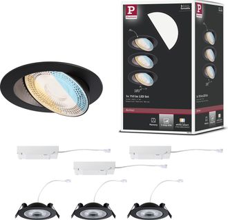 Paulmann 92258 EBL Set Aumus schwenkbar 3-Stepdim LED 3x750lm 2700-6500K 5W 230V Schwarz matt
