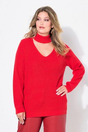 Miamoda Strickpullover Pullover Regular Fit V-Ausschnitt mit Choker