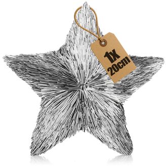 Com-Four Deko-Stern 3D aus Kunststoff - metallisch glänzender Dekostern - Klassische Dekoration für Winter und Weihnachten - ca. 20cm (1x silberfarben)