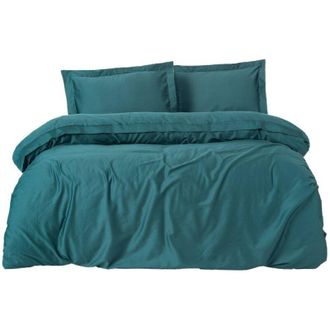 Dmora Funda n&oacute;rdica Wickliffe doble, con funda de almohada, cierre de botones, 240x220 cm, verde