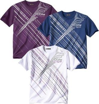 Atlasformen Lot de 3 Tee-Shirts Homme - T-Shirts Manches Courtes - Col Rond - Disponible en Grandes Tailles du M au 5XL