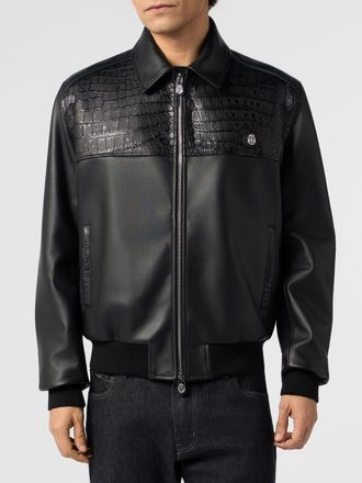 Billionaire Boys Club Blouson bomber en cuir avec col classique et fermeture zipp&eacute;e