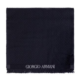 Giorgio Armani Homme, Accessoires, Bleu, Taille: ONE Size &Eacute;charpe en laine &agrave; chevrons