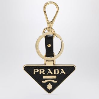 Prada Schwarzer Schl&uuml;sselanh&auml;nger aus Saffiano-Leder und Metall