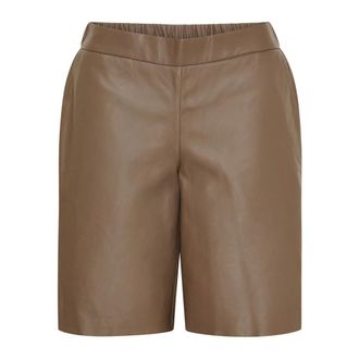 Notyz Notyz, Femme, Shorts, Brun, Taille: 44 FR Shorts en cuir &agrave; jambes longues