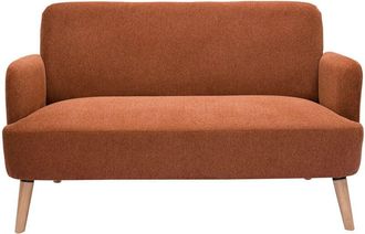 Miliboo Miliboo - Skandinavisches Sofa aus rostbraunem Stoff mit Samteffekt und hellem Holz 2-Sitzer isko