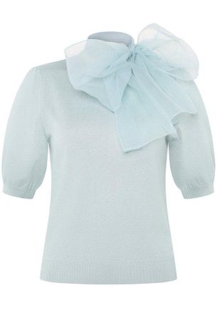 Zero Kurzarmshirt Damen mit Schleife (1-tlg) drapiert / gerafft