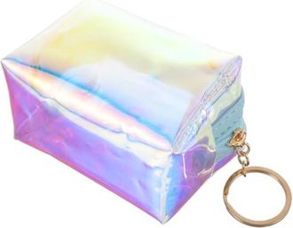 Yardwe Mini Porte-monnaie Porte-cl&eacute;s Transparent Holographique pour Femmes Pochette Cosm&eacute;tique Multifonction Petit Portefeuille PVC pour Jeunes Filles
