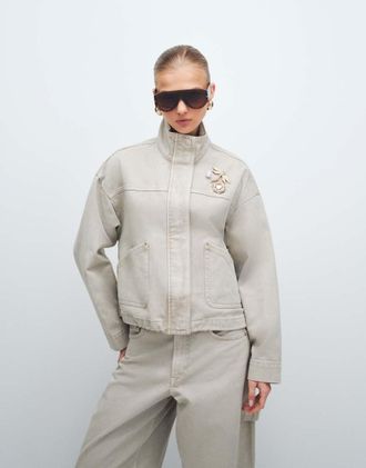 Asos Veste en jean densemble &agrave; col chemin&eacute;e - Neutre-Blanc