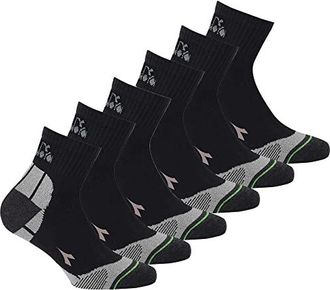 Diadora Lot de 6 paires de chaussettes de sport unisexes avec logo, Noir, 43-46