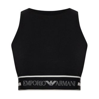 Emporio Armani Femme, Sport, Noir, Taille: 38 FR ASV Jersey Crop Top With Logo Band