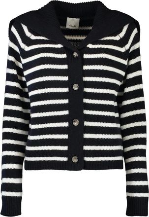 Allude cardigan boutonn&eacute; &agrave; rayures - Noir