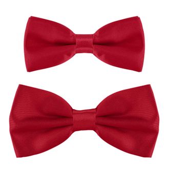 DonDon Vater-Sohn Fliegen Set im Partnerlook, bereits gebunden und verstellbar - Dunkelrot