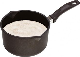 AMT Gastroguss Milchtopf, Ø 18 cm, 10 cm hoch, Soßentopf mit festem Stiel, nicht induktionstauglich, Lotan Antihaft-Veredelung, Aluguss (Aluminium), AMZN-918