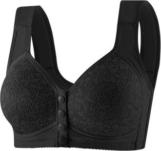 Generic Soutien-gorge pour femme avec fermeture avant rembourr&eacute;e et confortable, sans fil et en acier, grande taille, 2026, Noir, 72