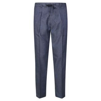 Circolo 1901 Pantalone 1 Pinces Lino Cotone Effetto Denim - - Trousers - Herren - Blau - M