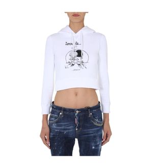 Dsquared2 Damen, Sweatshirts & Hoodies, Wei&szlig;, LGr&ouml;&szlig;e