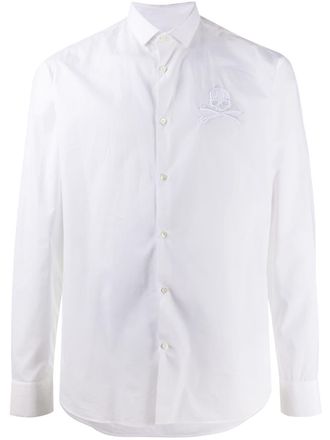 Philipp Plein chemise &agrave; motif t&ecirc;te de mort brod&eacute; - Blanc