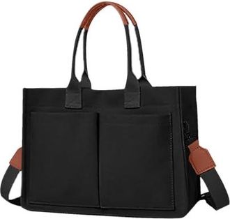 Generic Sac fourre-tout en toile - Sac &agrave; bandouli&egrave;re d&eacute;contract&eacute; | Sac &agrave; bandouli&egrave;re en toile multi-poches, sac fourre-tout &eacute;l&eacute;gant de couleur unie, sac de co
