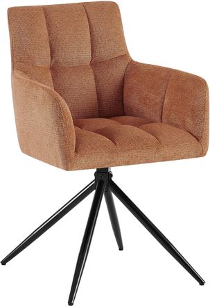 Clp Esszimmerstuhl Jonah, schwenkbarer Polsterstuhl mit Armlehne, 180° Auto-Rückstellmechanismus, Stoffbezug pflegeleicht, Stuhl für Küche, Farbe:orange