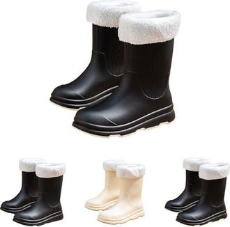 Generic Wellington Bottes de pluie mi-mollet antid&eacute;rapantes et imperm&eacute;ables avec doublure en peluche, amovibles et lavables pour la p&ecirc;che, le jardinage, gris 