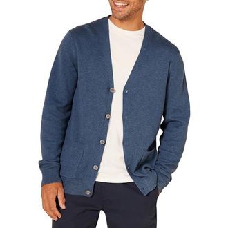 Amazon Essentials Cardigan en coton pour homme, bleu chiné, taille M