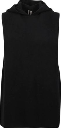 Rick Owens Haut en maille sans manches &agrave; capuche - Homme - Pulls - Noir - Taille: L